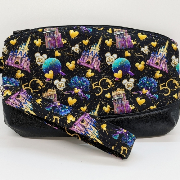 Disney | Bags | Disney World 5th Anniversary Cosmetic Wristlet Handmade ...